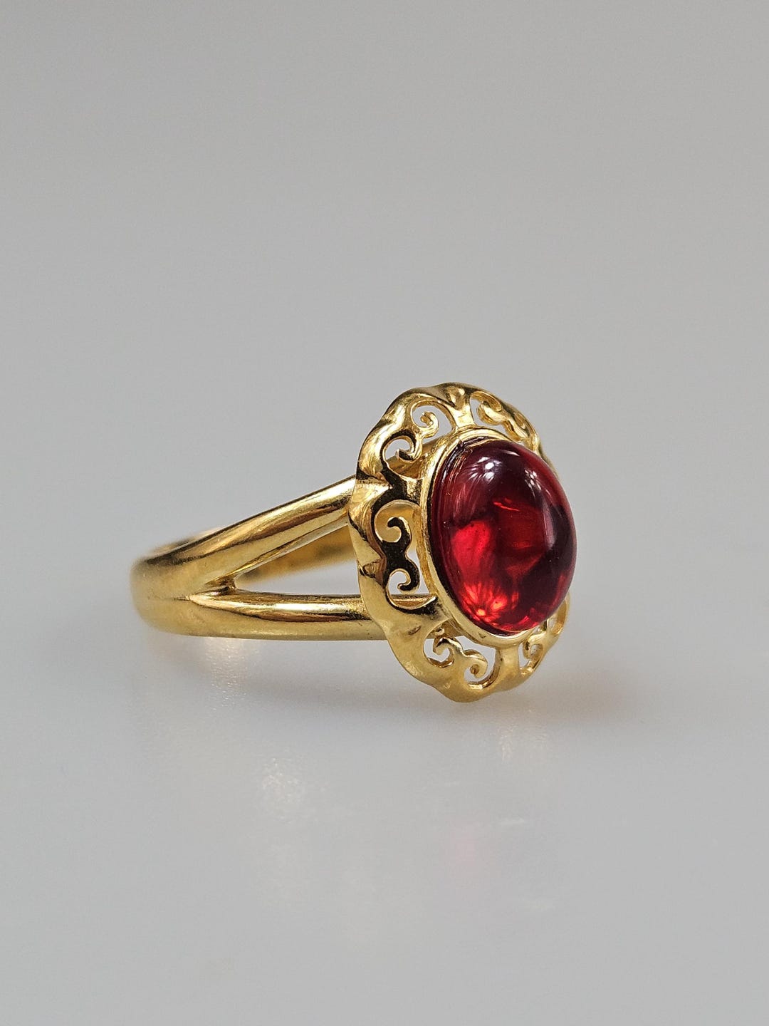 Amber Ring, Ruby Red Baltic Amber, Adjustable Ring, Resize Rings ...