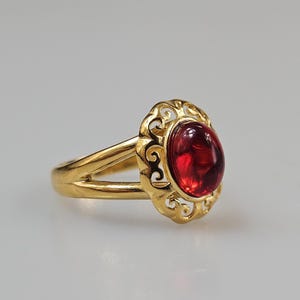 Amber Ring, Ruby Red Baltic Amber, Adjustable Ring, Resize Rings ...