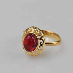 Amber Ring, Ruby Red Baltic Amber, Adjustable Ring, Resize Rings ...