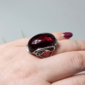 Amber Ring Ruby Red Baltic Amber Adjustable Ring Resize - Etsy