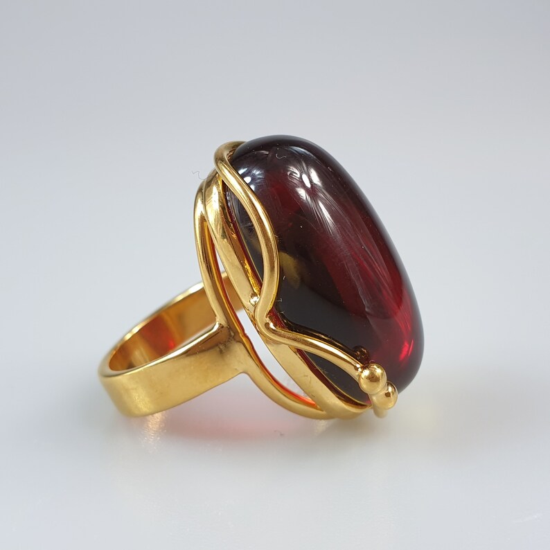 Amber Ring Ruby Red Baltic Amber Adjustable Ring Resize | Etsy