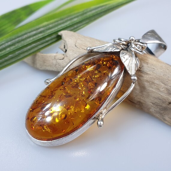 Amber Pendant Sterling Silver 925 Pendant Gemstone Pendant | Etsy