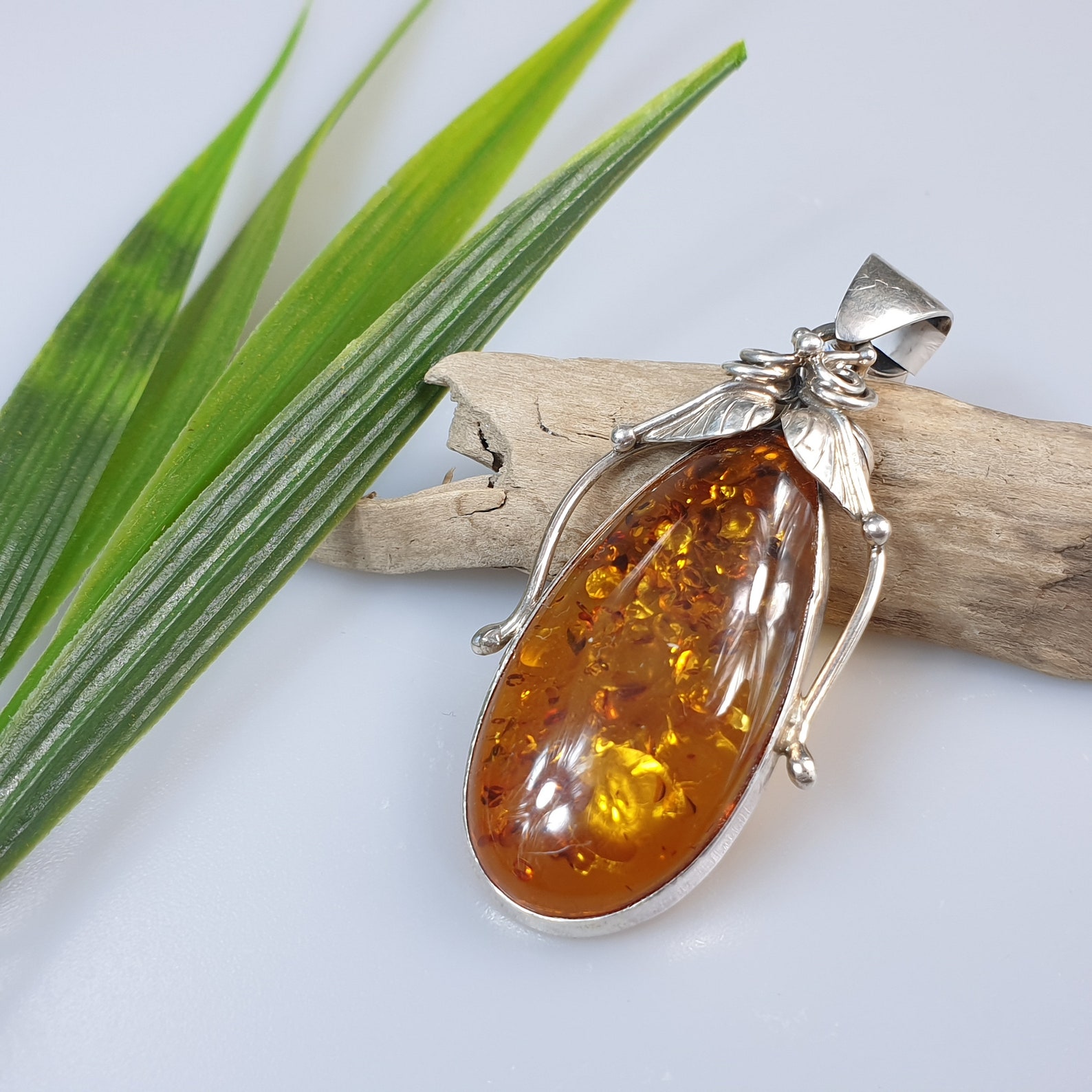 Amber Pendant Sterling Silver 925 Pendant Gemstone Pendant | Etsy