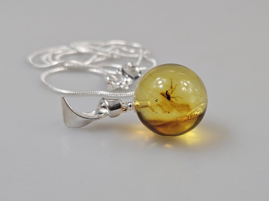 Amber Spider Insect Pendant With Inclusion Large Amber Pendant Leather ...