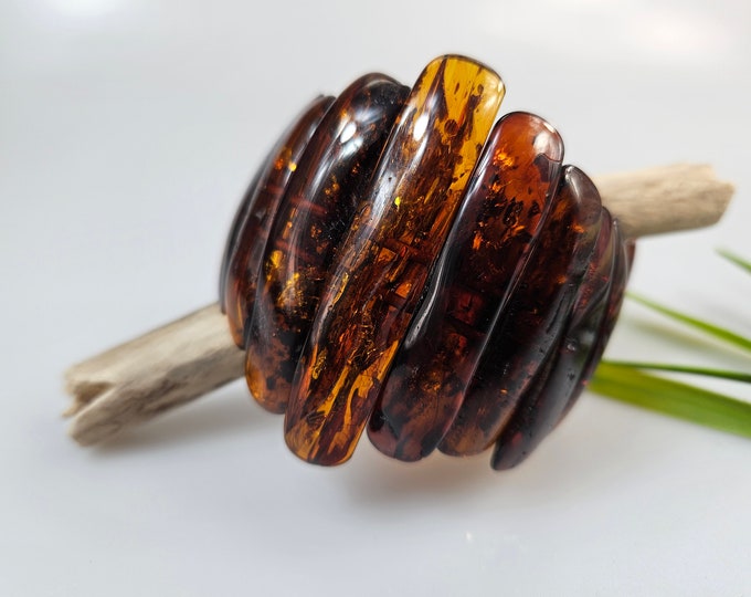 Raw Amber Bracelet, Rough Amber Bracelet, Cognac Amber Bracelet, Amber ...