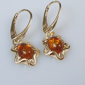 Amber Earrings, Gold Earring, Dangle Hanging Crystal Earrings ...