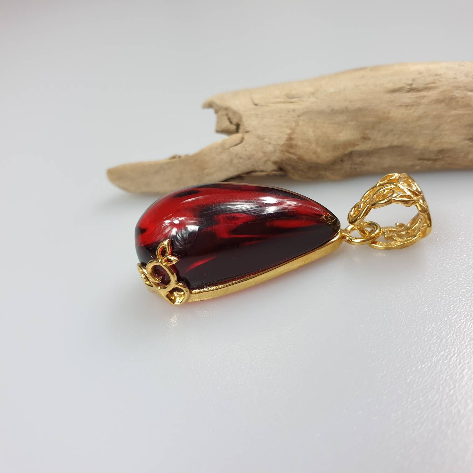 Small Cherry Red Amber Pendant. Ruby Red Natural Baltic Amber | Etsy