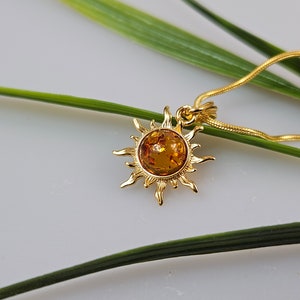 Summer Amber Solar Pendant, Sun Baltic Amber Sun Pendant, Cognac Colour ...
