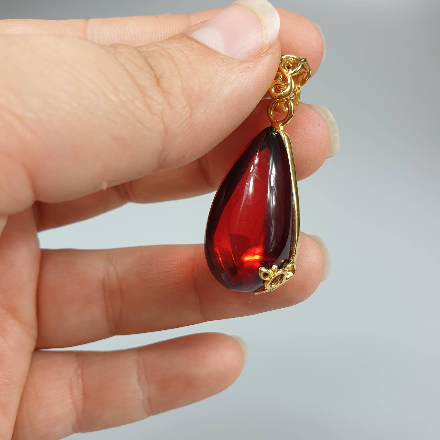 Small Cherry Red Amber Pendant. Ruby Red Natural Baltic Amber | Etsy