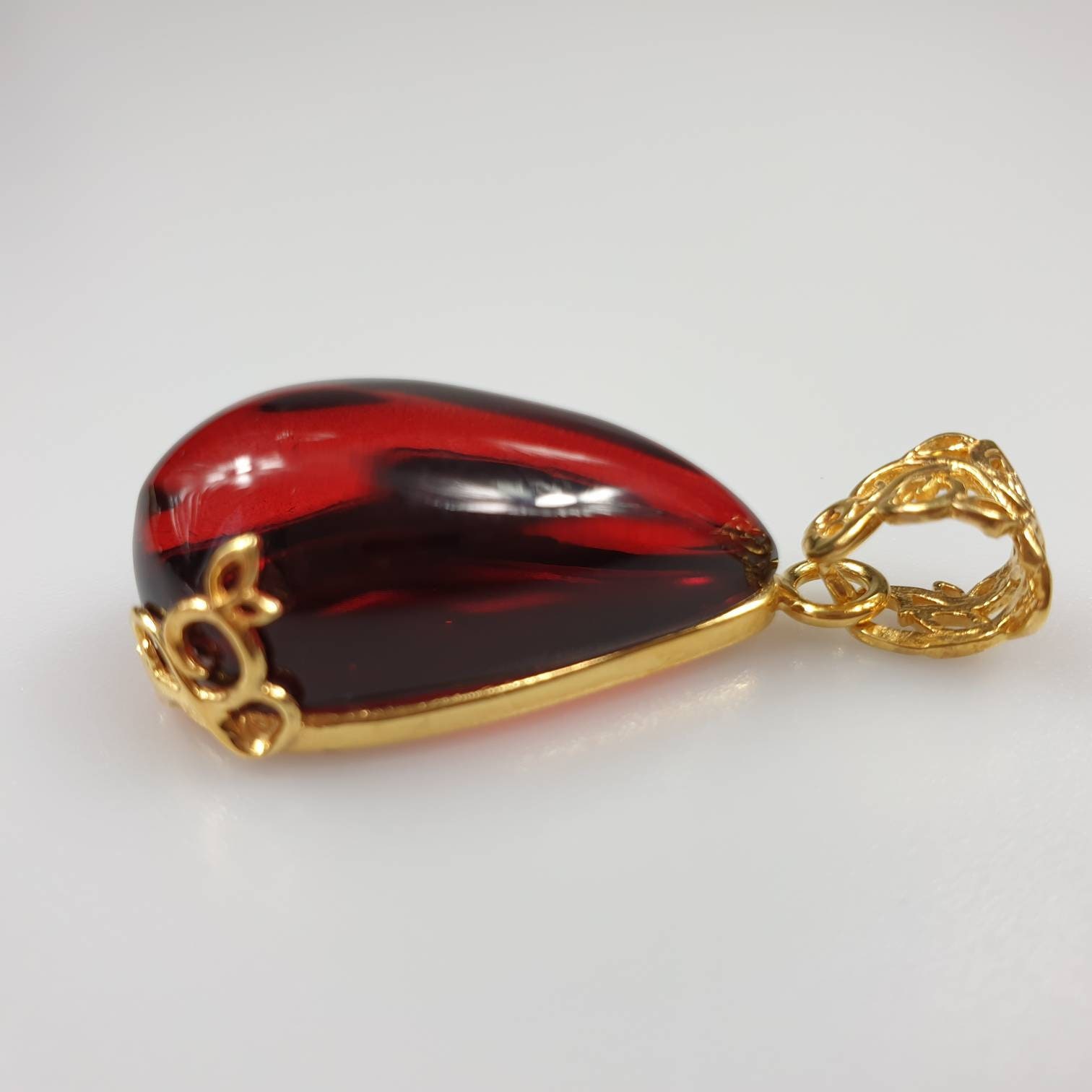 Small Cherry Red Amber Pendant. Ruby Red Natural Baltic Amber | Etsy