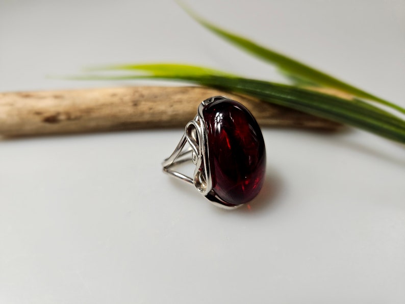 Amber Ring Ruby Red Baltic Amber Adjustable Ring Resize - Etsy