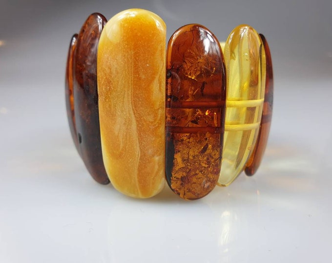 Multi Colour Genuine Amber Bracelet Unisex Large Amber Beads - Etsy