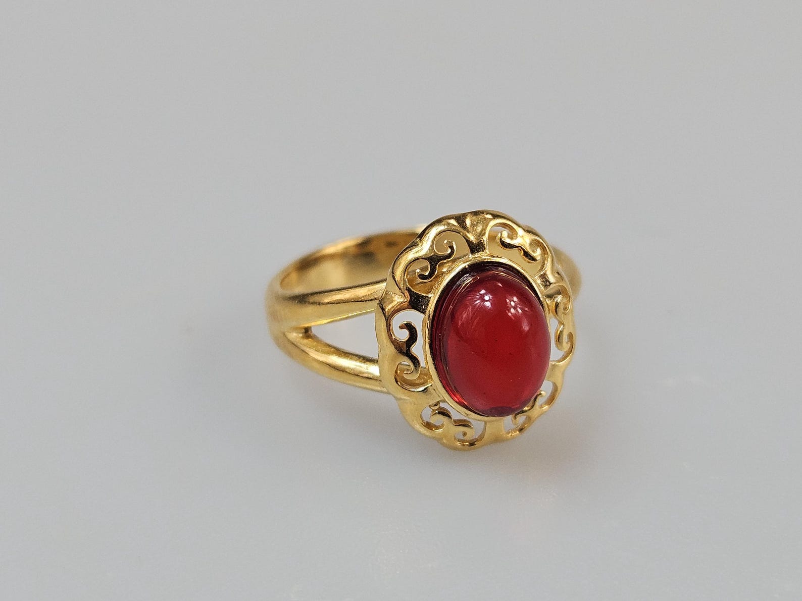 Amber Ring, Ruby Red Baltic Amber, Adjustable Ring, Resize Rings ...