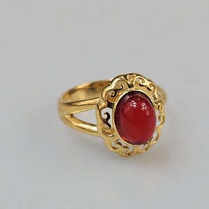 Amber Ring, Ruby Red Baltic Amber, Adjustable Ring, Resize Rings ...