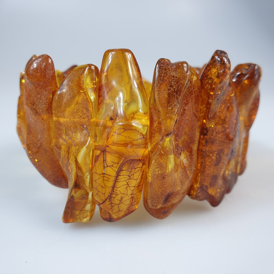 Raw Amber Bracelet Rough Amber Bracelet Cognac Amber - Etsy