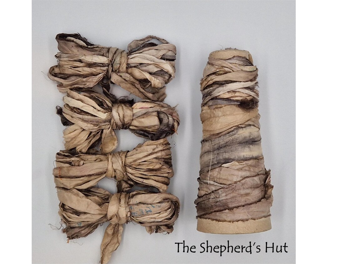 Hand Dyed Recycled Indian Sari Silk Ribbon for Art Knitting, Crochet ...