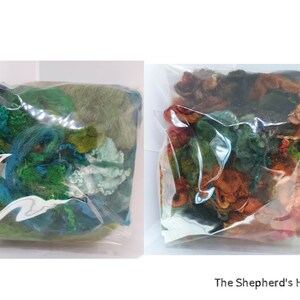 BFL Grab Bags 50g Mixed Hand Dyed Fleece Wool and Top for Spinning and ...