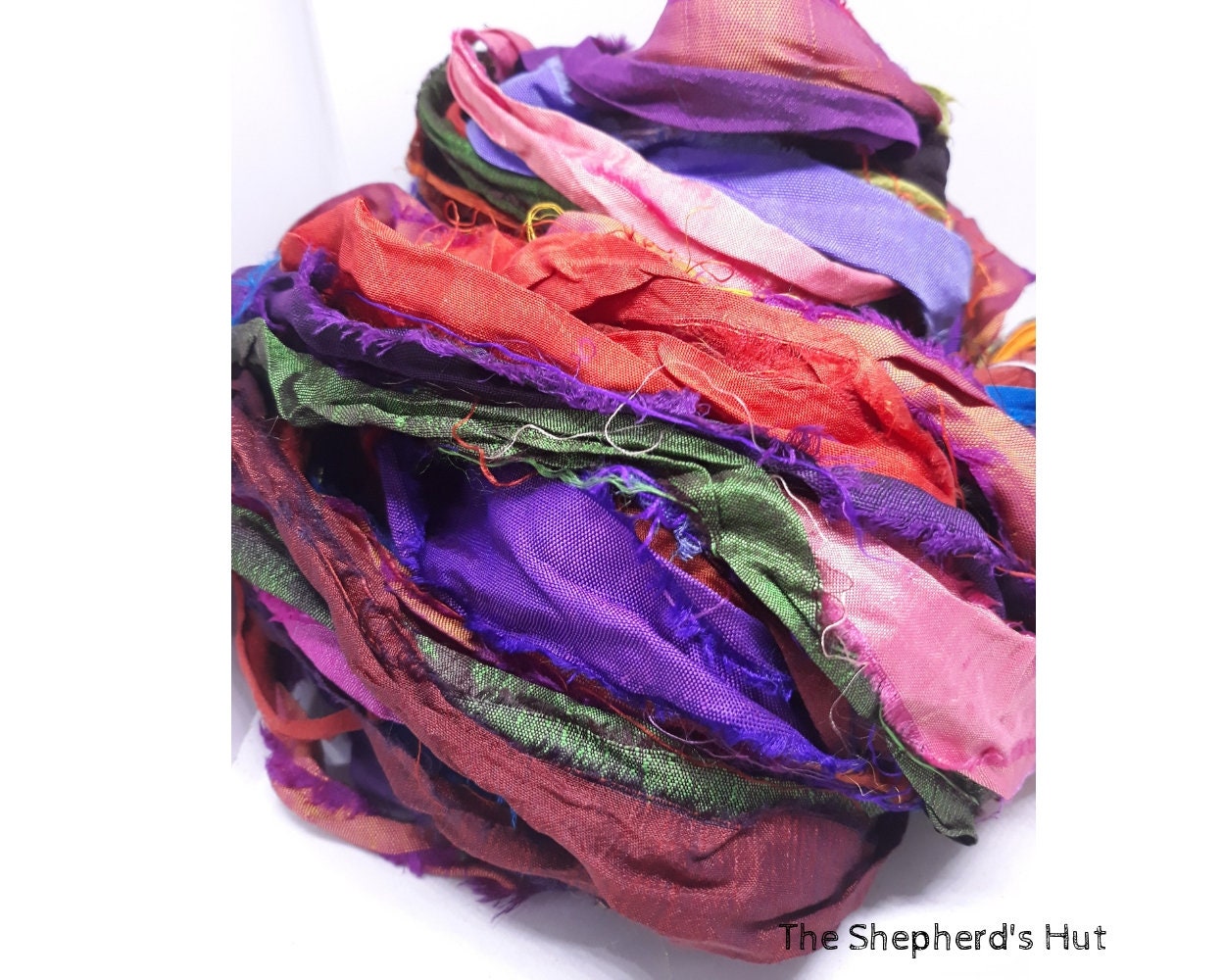 Multi Coloured Recycled Indian Sari Silk Ribbon for Art Knitting ...