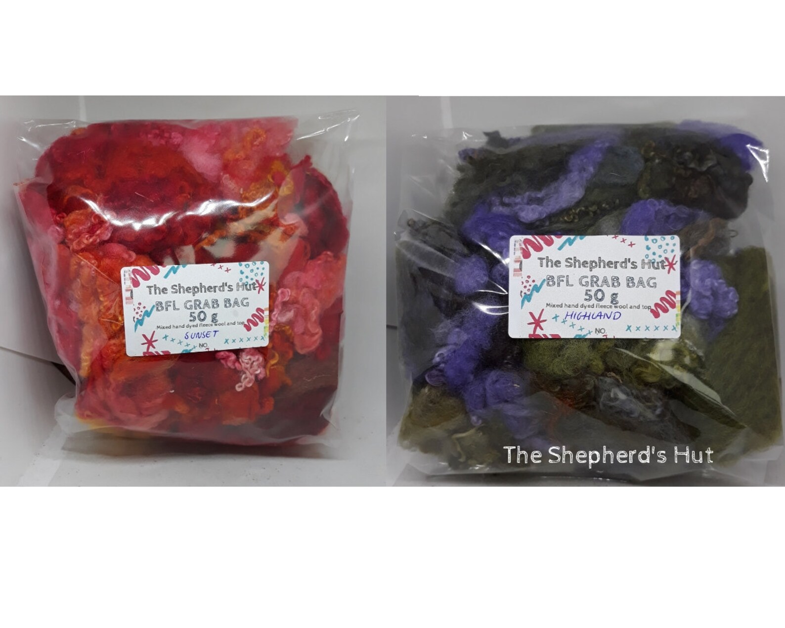 BFL Grab Bags 50g Mixed Hand Dyed Fleece Wool and Top for | Etsy