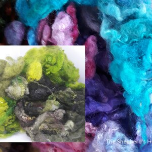 BFL Grab Bags 50g Mixed Hand Dyed Fleece Wool and Top for Spinning and ...