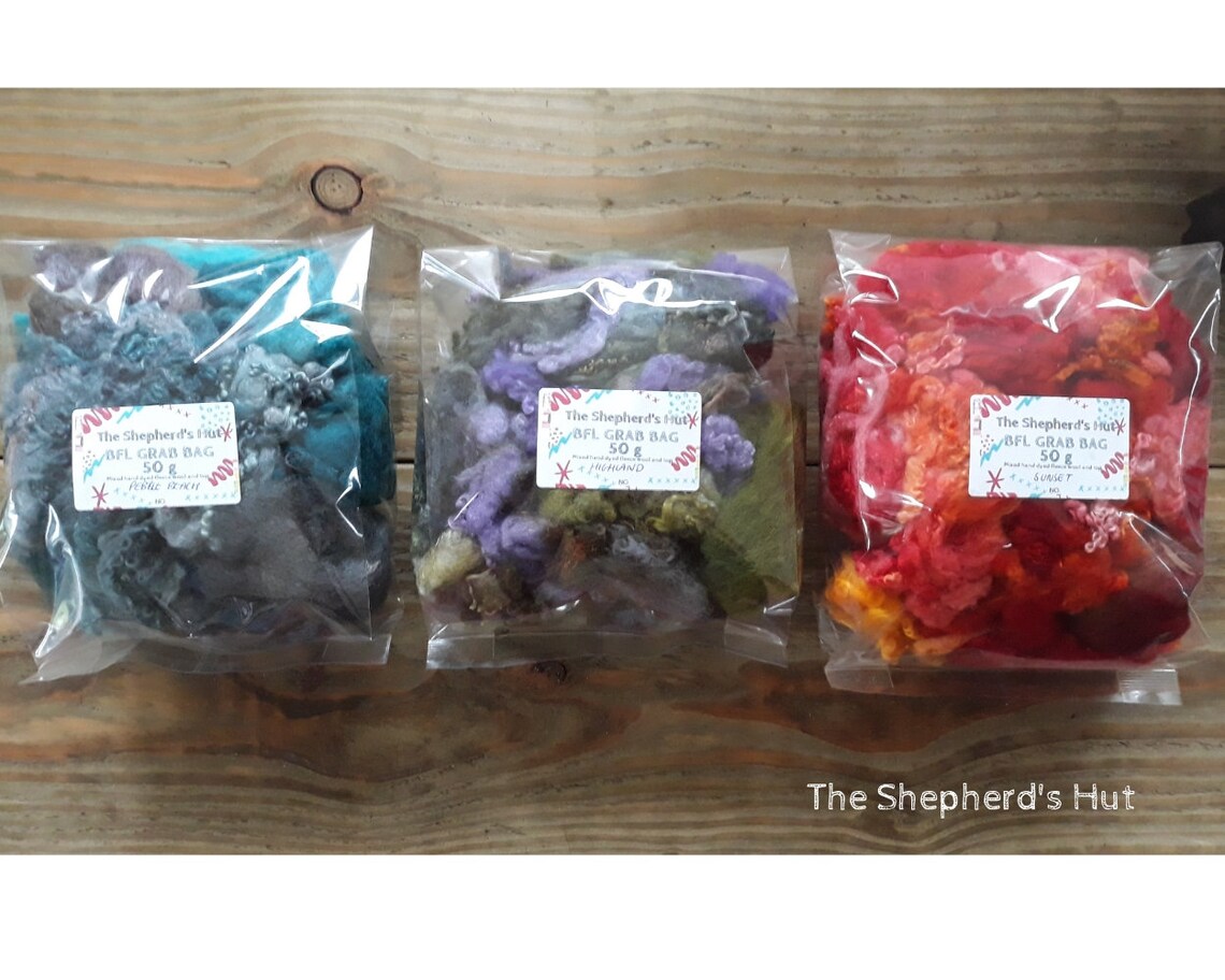 BFL Grab Bags 50g Mixed Hand Dyed Fleece Wool and Top for | Etsy