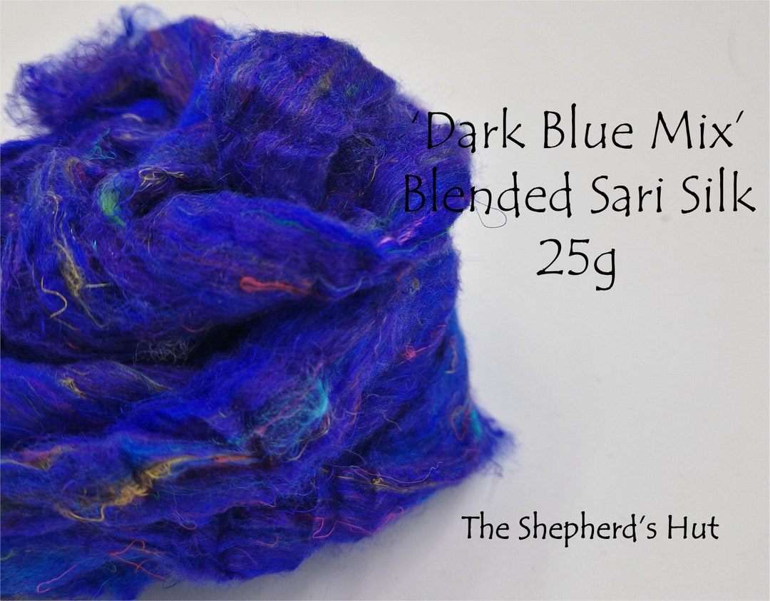 Blended Sari Silk.'dark Blue Mix' Recycled Indian Sari Silk Threads for ...