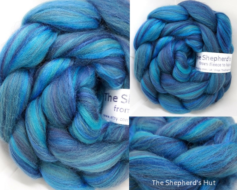 Merino Silk 'Deep Sea Diving' Blended Top 100g braid | Etsy