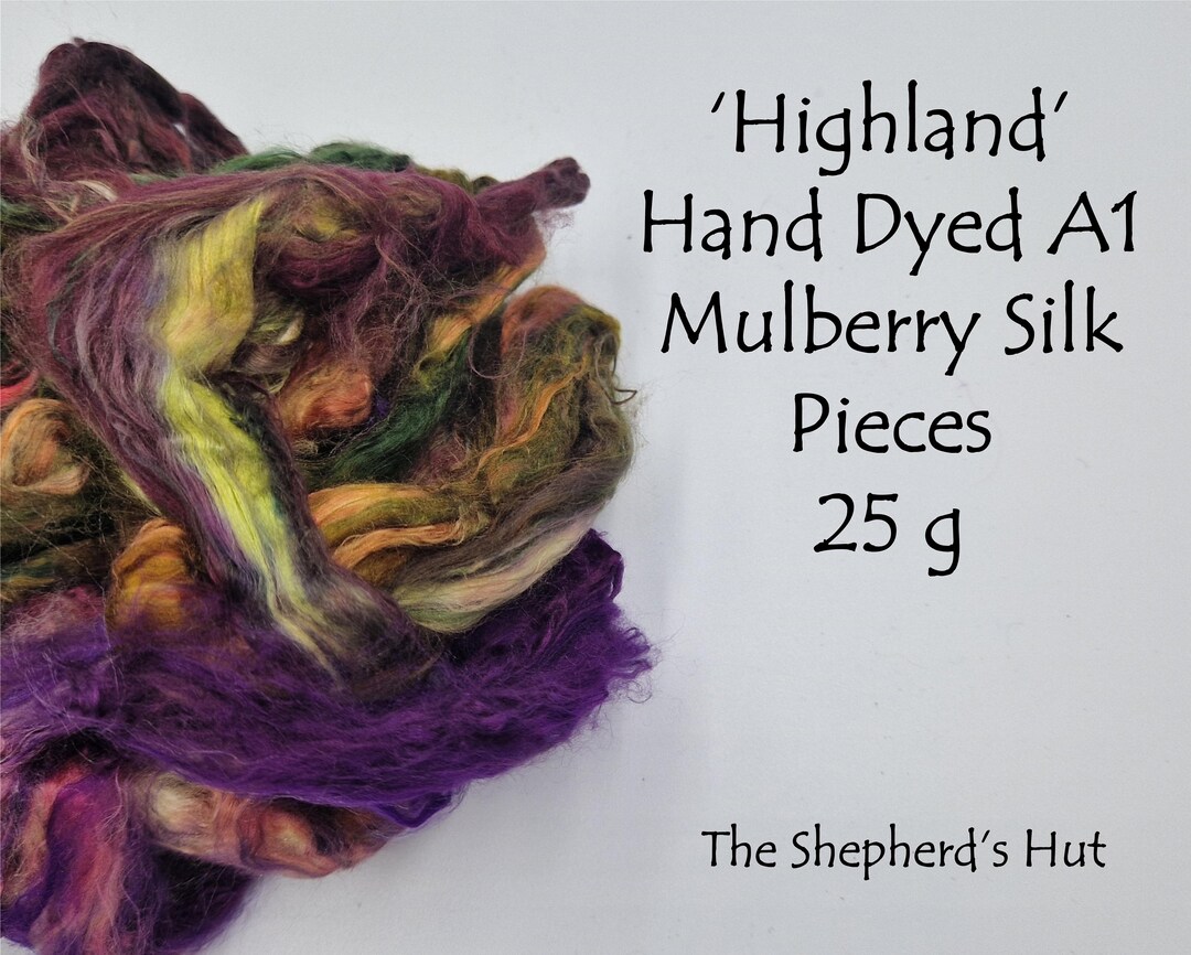 A1 Hand Dyed Mulbery Silk Pieces.' Highland' for Art Spinning, Paper ...