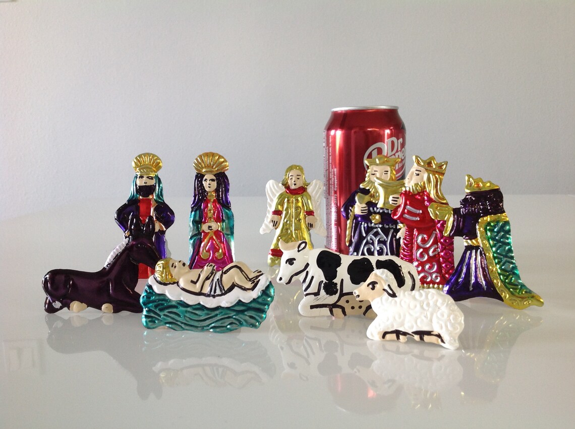 Nativity Scene Mexican Nativity Set Handmade Painted Tin - Etsy