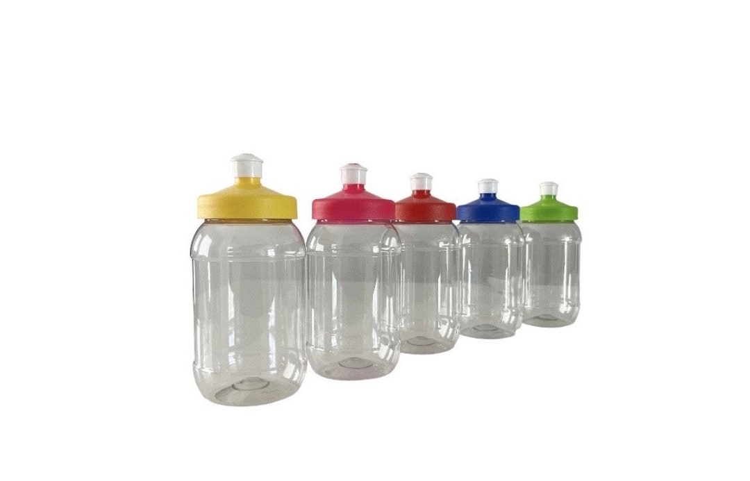 Reusable Clear Plastic Water Cups Push Cap 16 Ozs. Sport Bottle ...