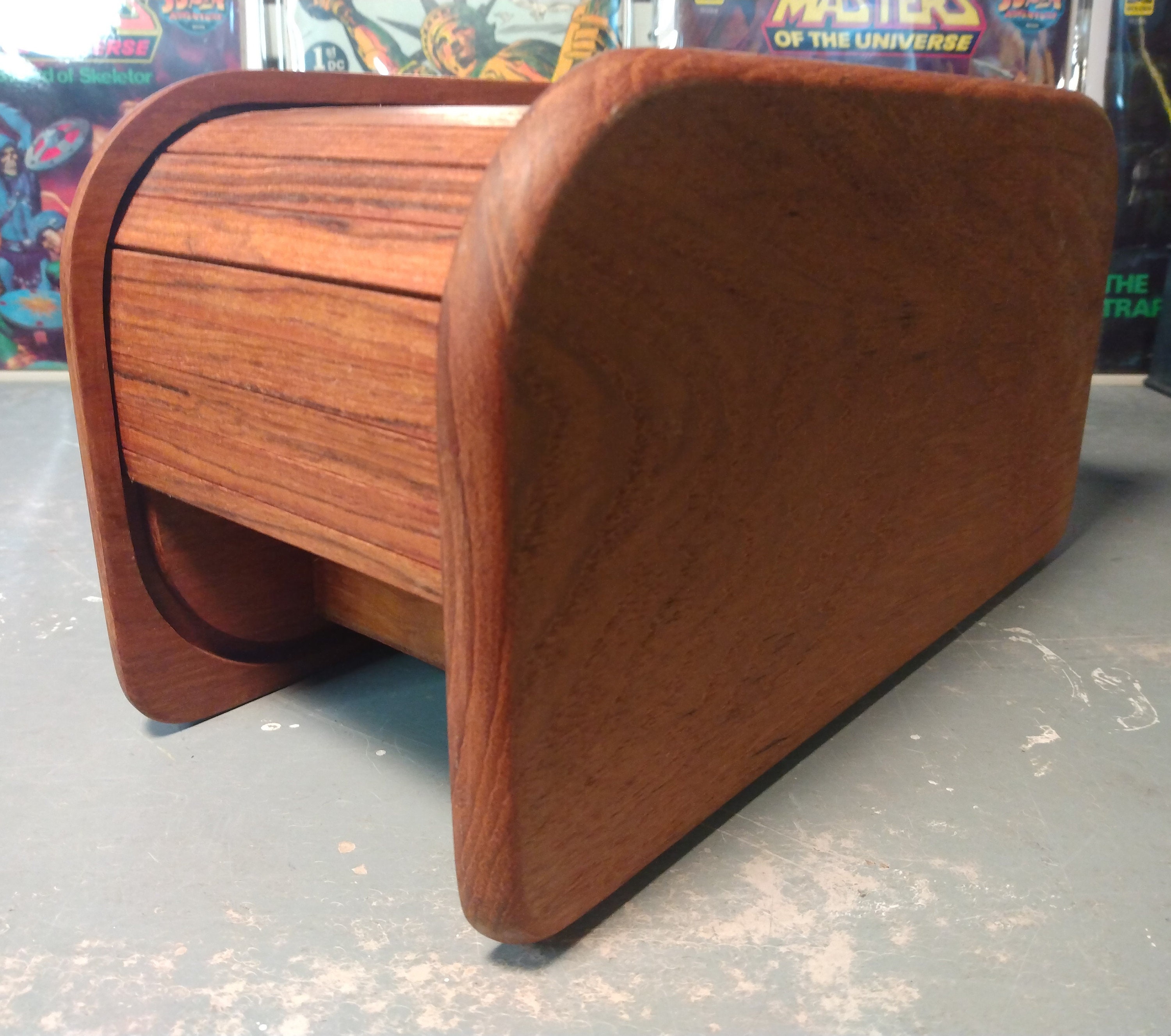 Vintage Kalmar Designs Teak Wood Roll Top Floppy Diskette Storage Box ...
