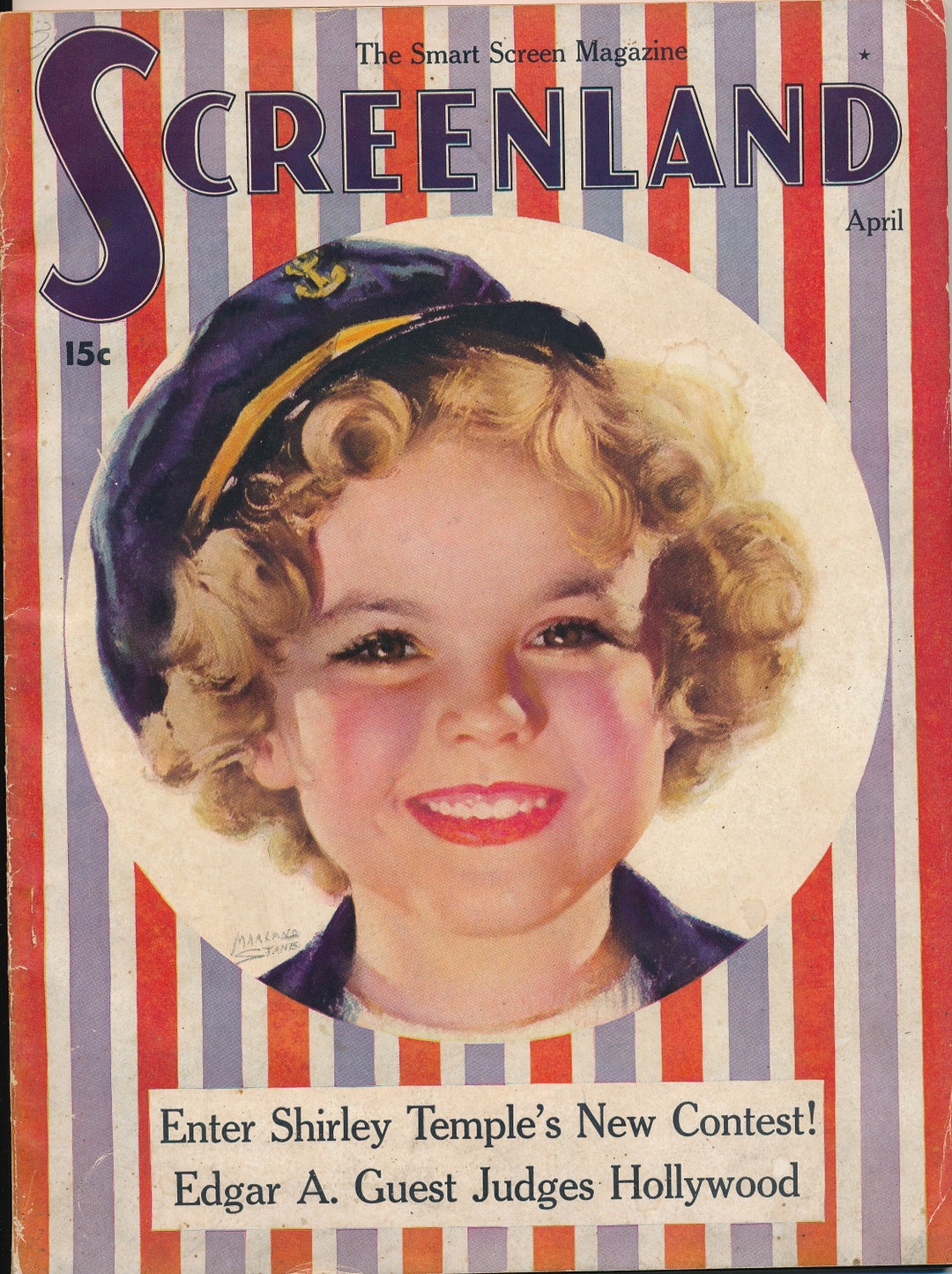 1936 Screenland Magazine 04/1936 Shirley Temple Cover by Marland Stone ...