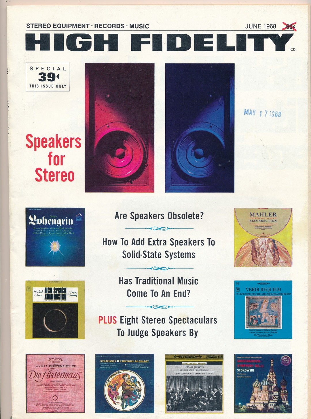 Vintage Classic High Fidelity Magazine June 1968 Stereo Equipment Records Music Stereophile High ...