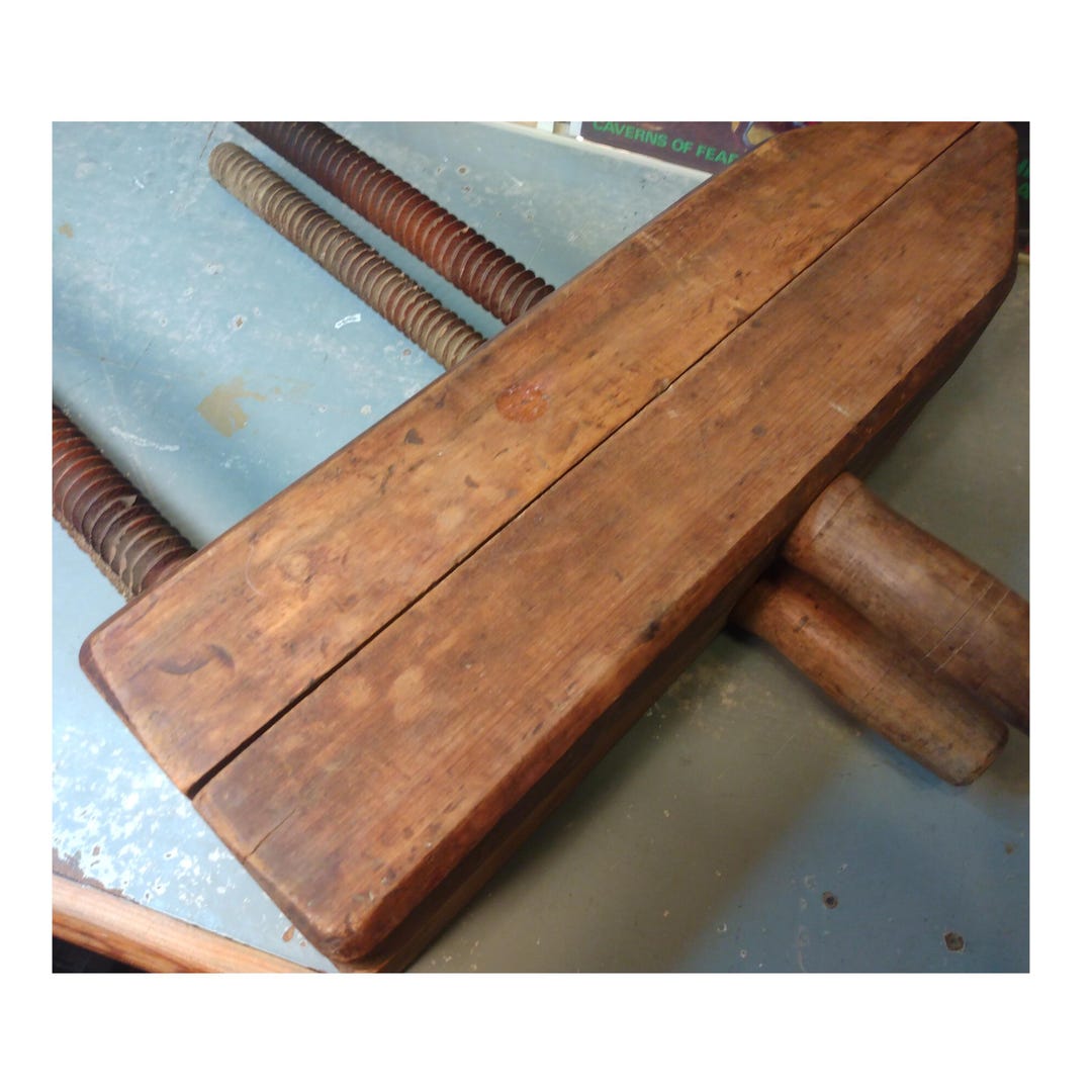 Antique Lot Set Pair of Two Large Wooden Vice Clamps | 18" Blocks 20 ...