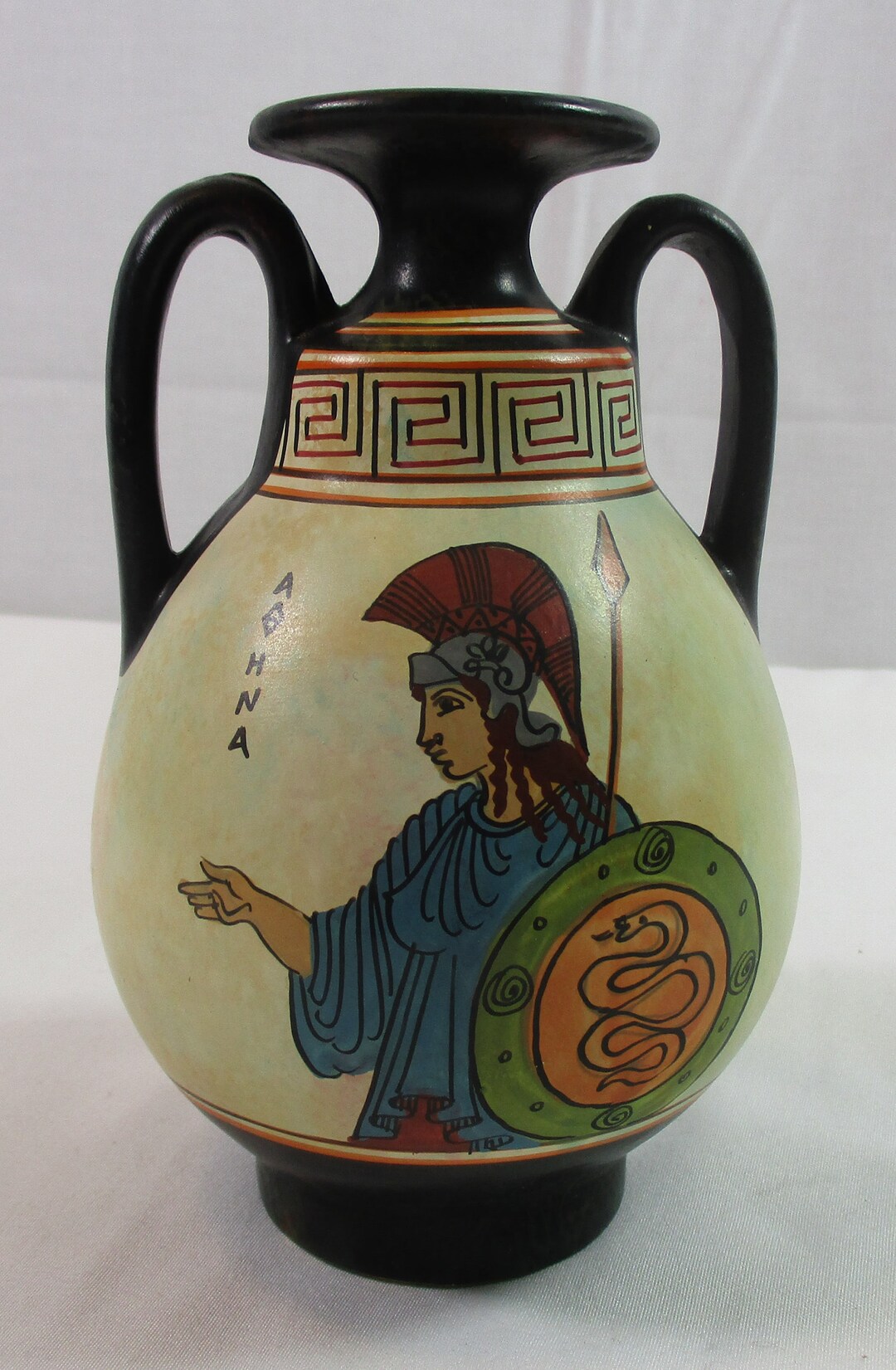 Athena Greek Pottery Amphora Vase Replica Handpainted 430 BC 5.75 Tall ...
