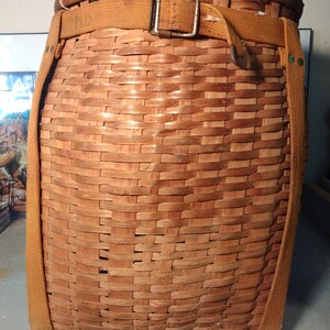 Antique 17 Tall Adirondack Trapper Hunter Gather Basket Backpack Canvas ...