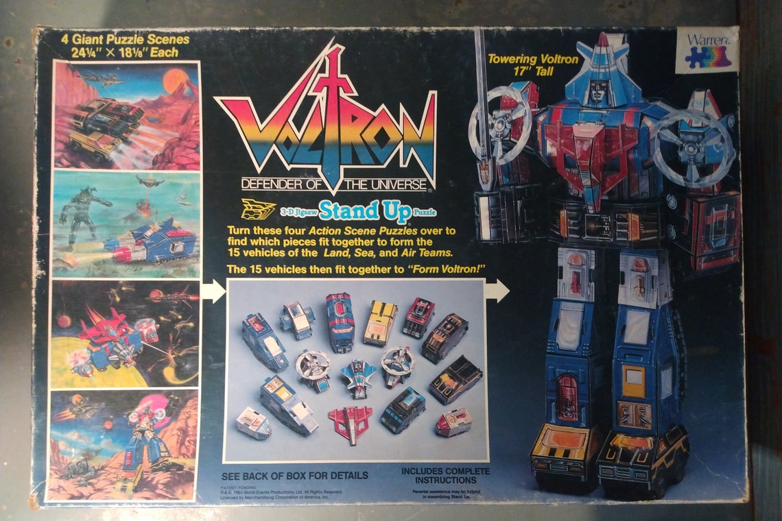 Vintage 1984 Voltron 3D Stand up Jigsaw Puzzle by Warren Unassembled 17 ...
