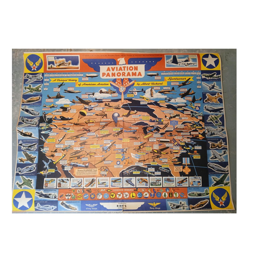 WW2 Aviation Panorama History Albert Richard for Rike's Dept Store ...