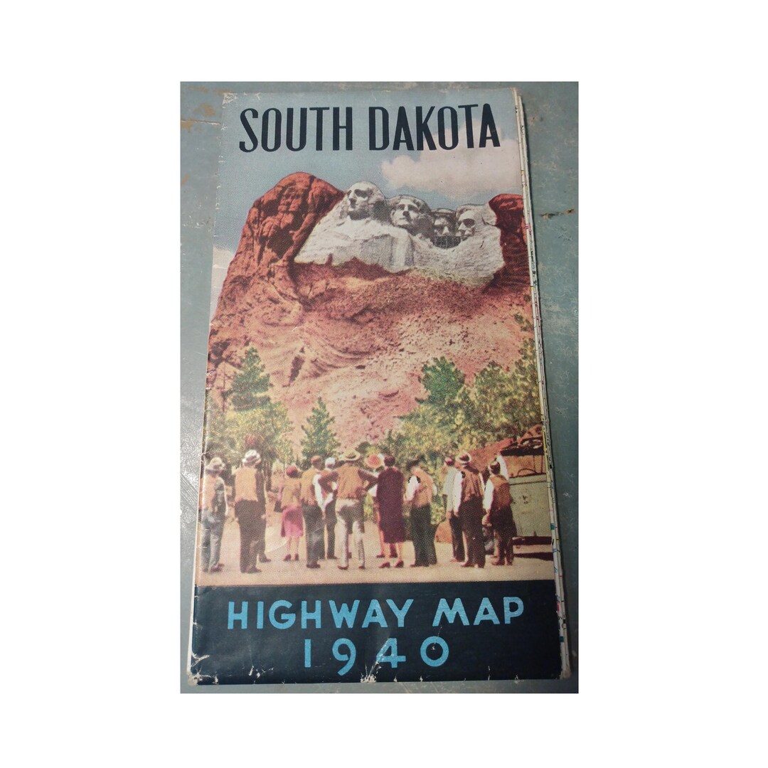 Vintage 1940 Official South Dakota Highway Commission Fold Out Road Map ...