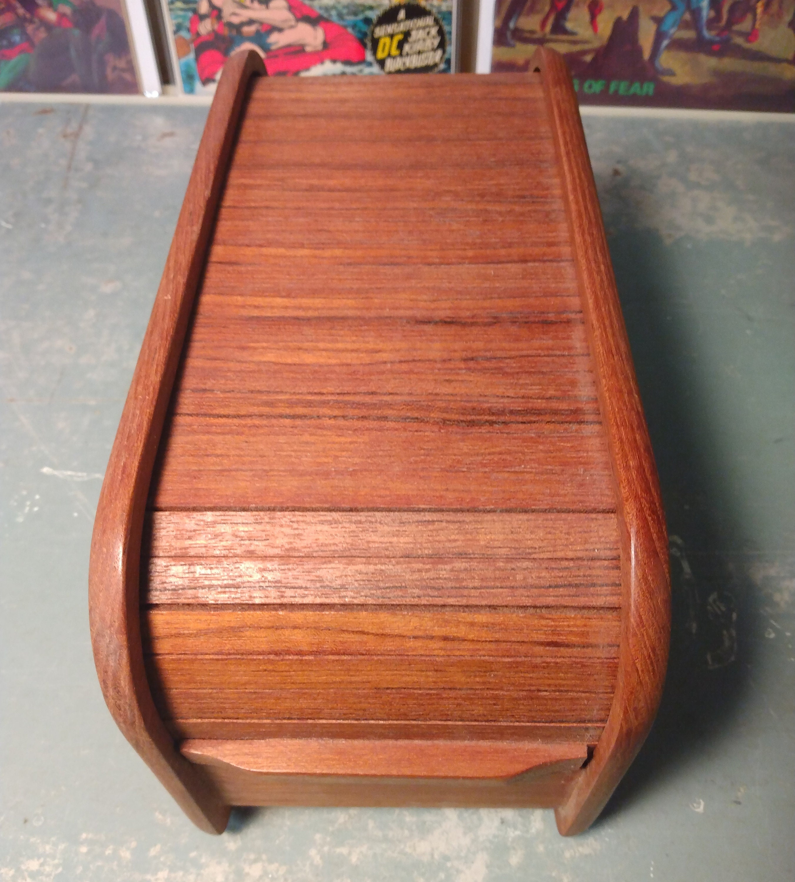 Vintage Kalmar Designs Teak Wood Roll Top Floppy Diskette Storage Box ...