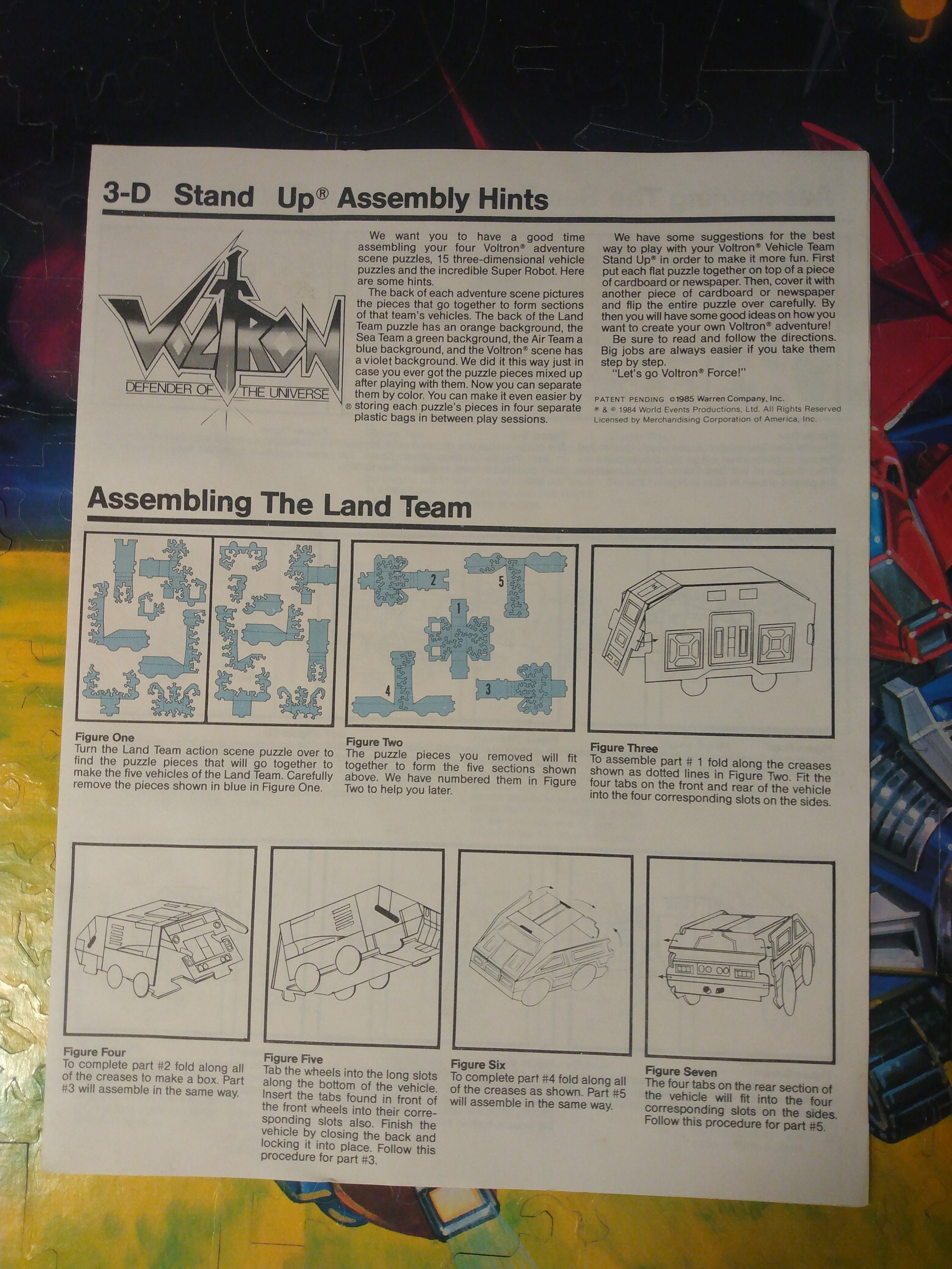 Vintage 1984 Voltron 3D Stand up Jigsaw Puzzle by Warren Unassembled 17 ...