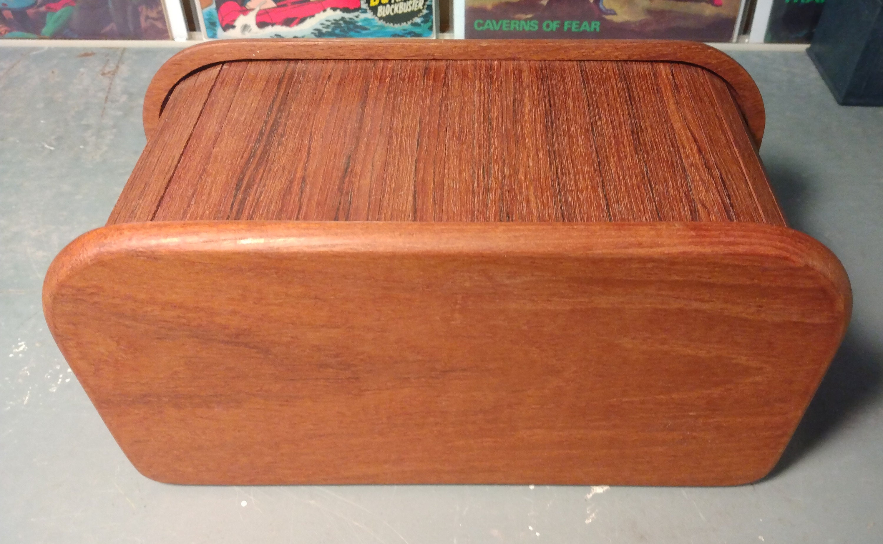 Vintage Kalmar Designs Teak Wood Roll Top Floppy Diskette Storage Box ...