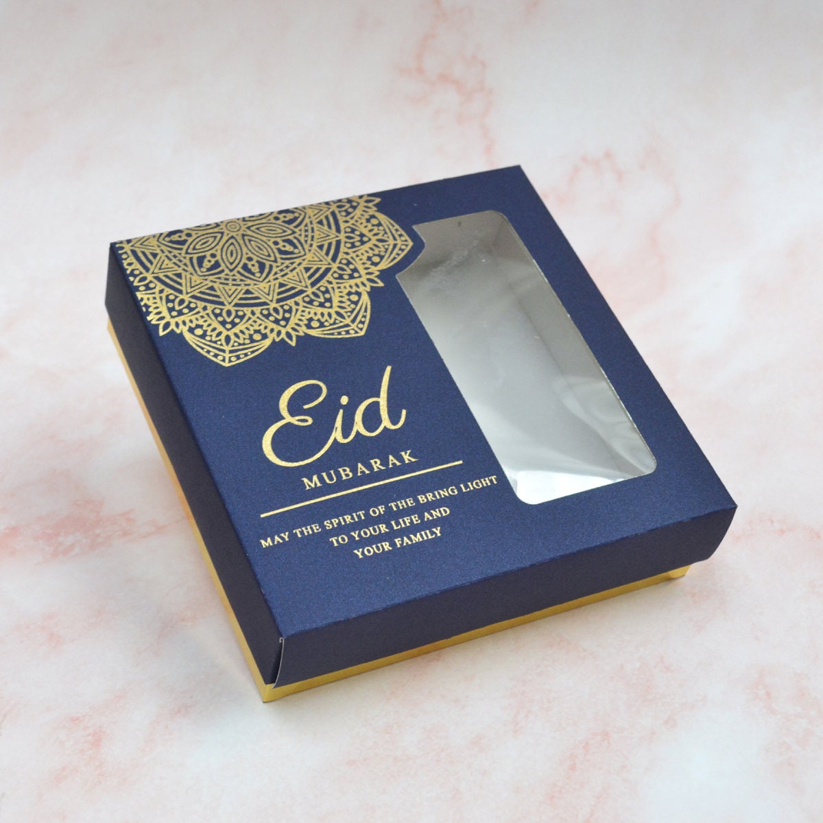 Personalised Text Eid Mubarak Gift Box, Gold Foil Eid and Ramadan ...