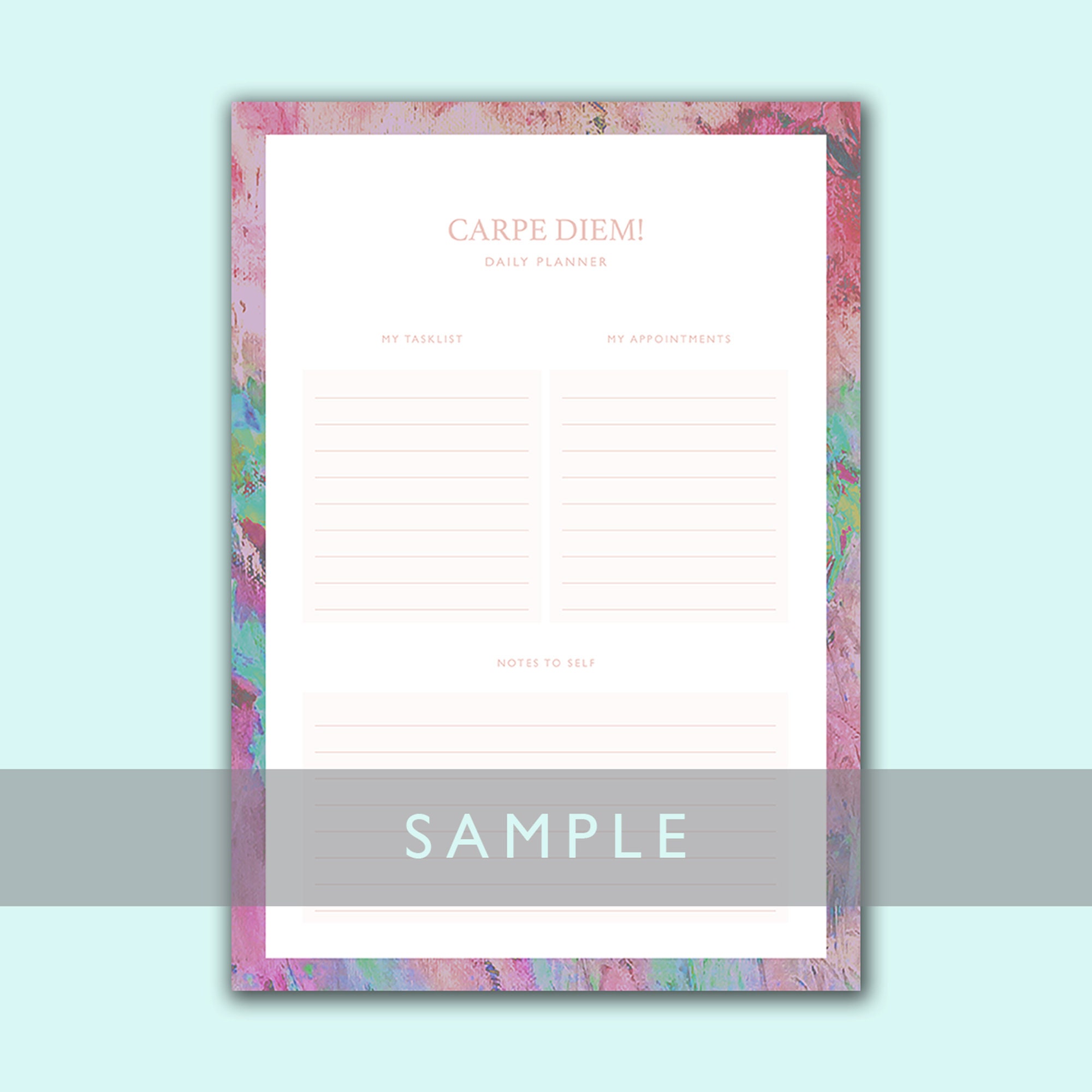 Carpe Diem Digital Planner, Day Planner, Pretty in Pink, Daily ...
