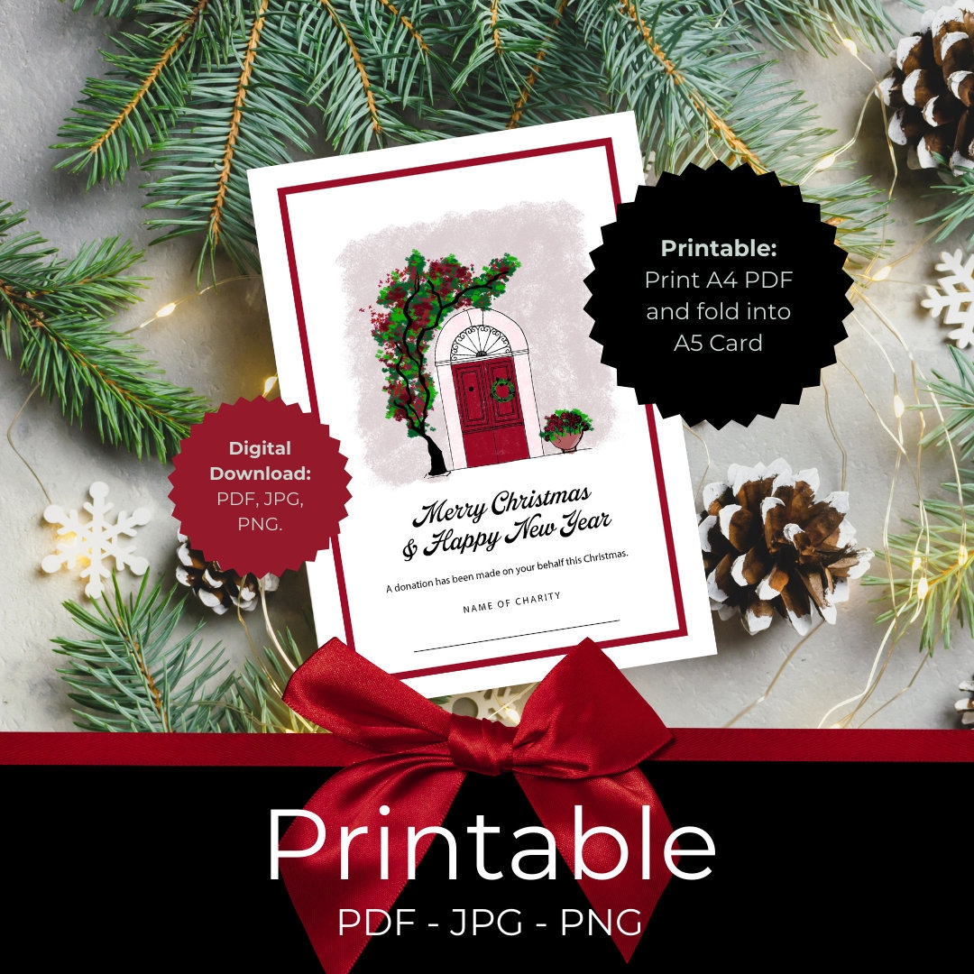 Printable A4 Christmas Donation Gift Card, Charity Gift A4 Printable ...