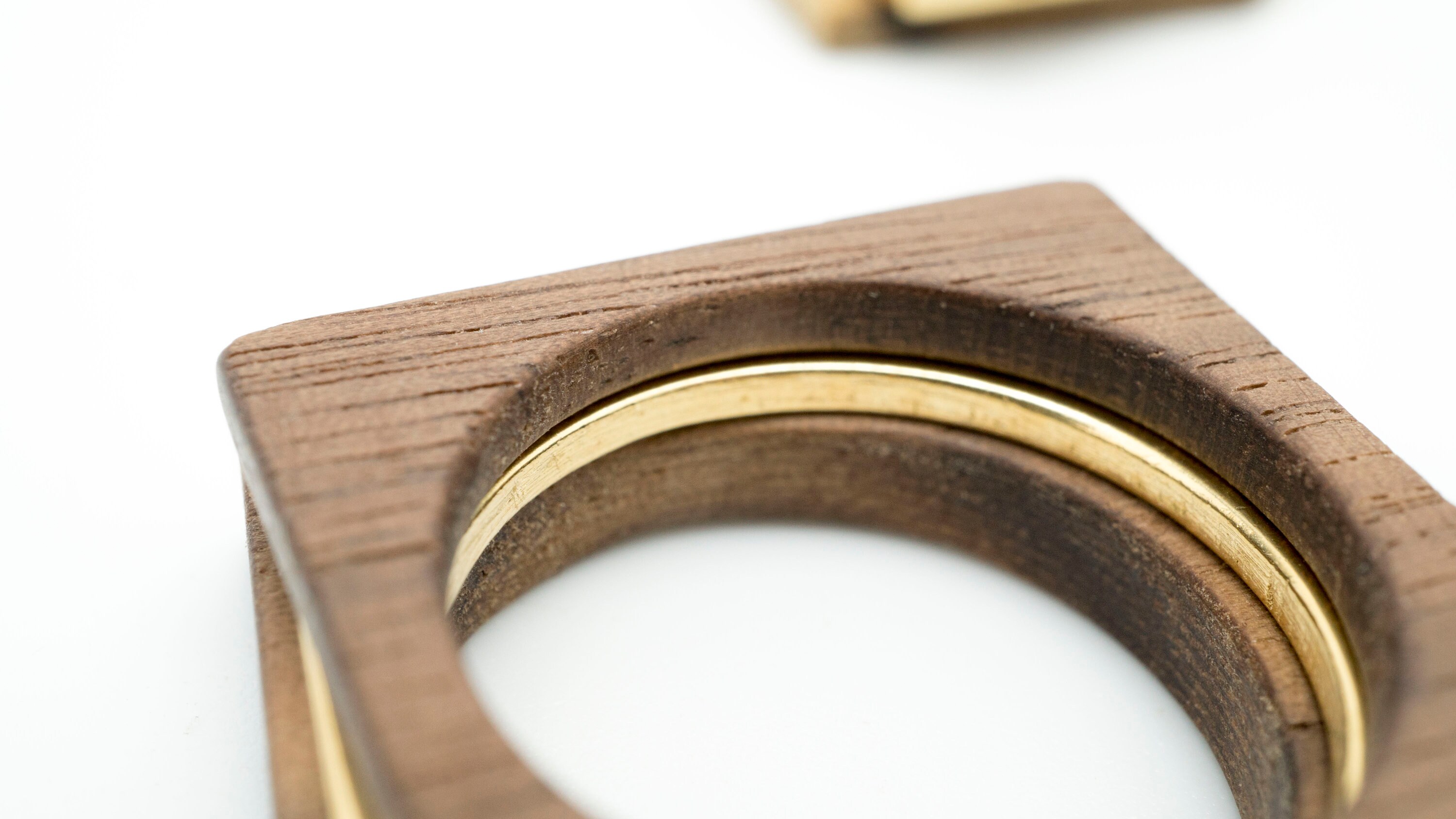 Gold Wood Layers Stacking Ring, Open Square Wooden Ring, for Women and ...