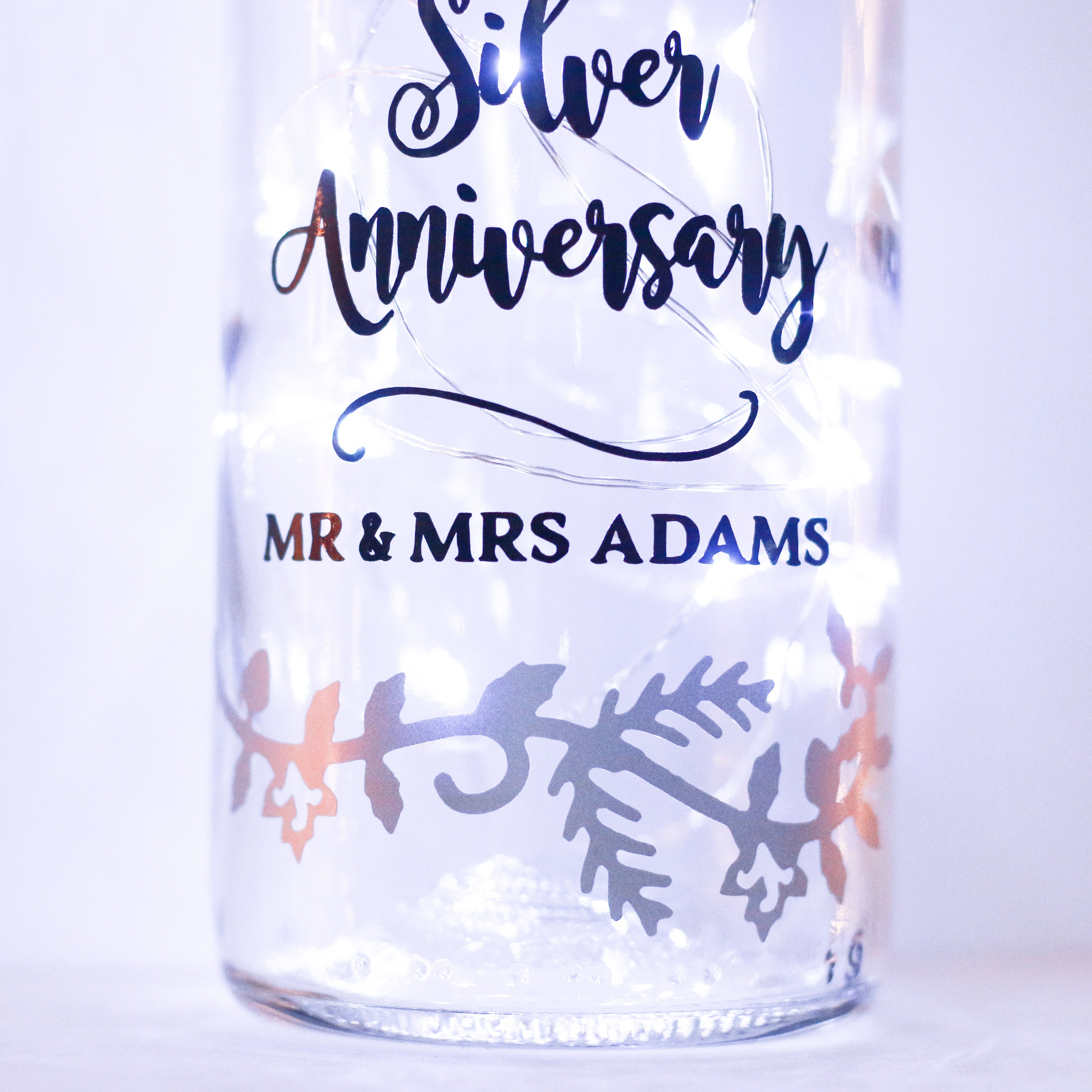 Silver 25th Wedding Anniversary Gift, Personalised, 25 Year Anniversary ...