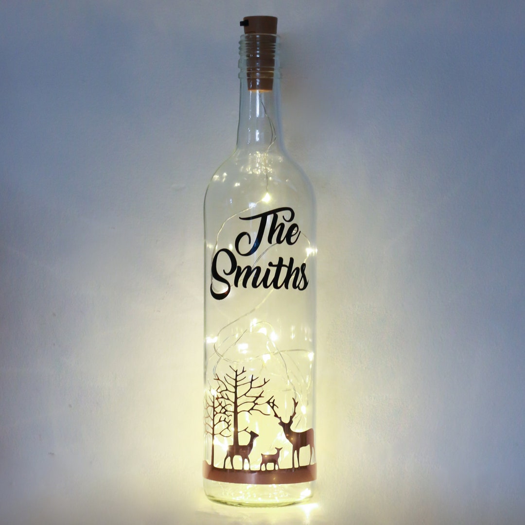 Personalized Stag Bottle Lamp, Rose Gold Christmas Decor - Etsy