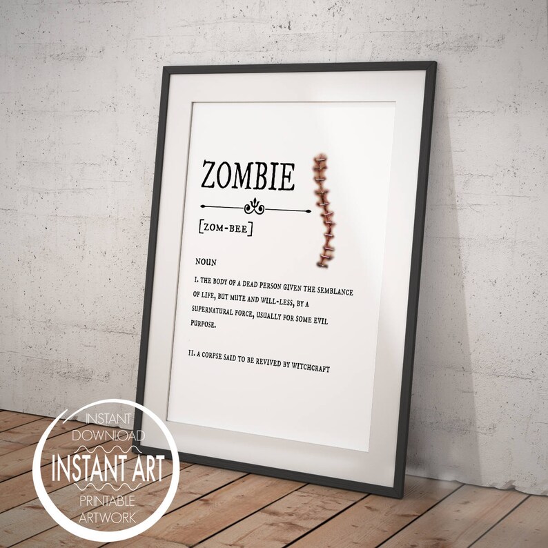 Halloween Zombie Definition Art instant halloween decor | Etsy