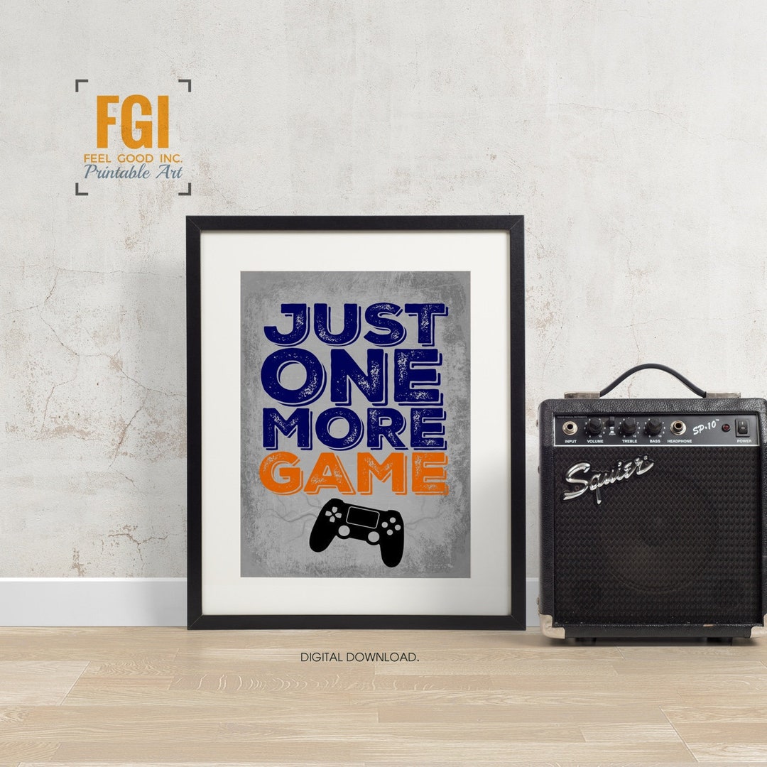 Playstation Controller Print, Just One More Game, PS4, PS4 Poster, PS4 ...